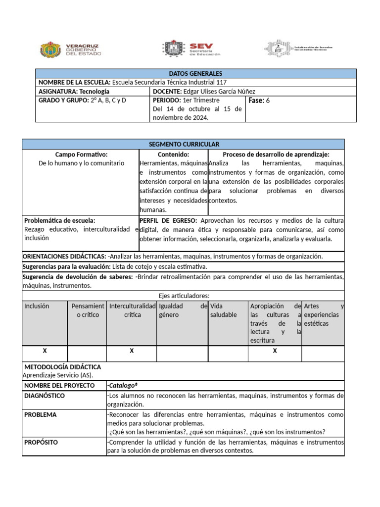 Proyecto Maquinas y Herramientas Ofimatica 2° Grado | PDF | Evaluación | Inclusión (Educación)
