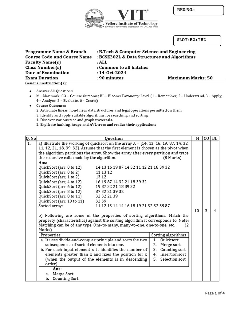 Data Structures Exam Guide | PDF | Algorithms And Data Structures | Computer Programming