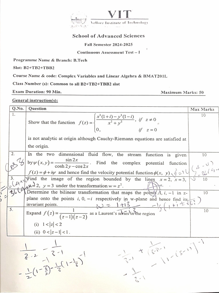 Fallsem2024-25 Bmat201l TH VL2024250102486 Cat-1-Qp - Key | PDF
