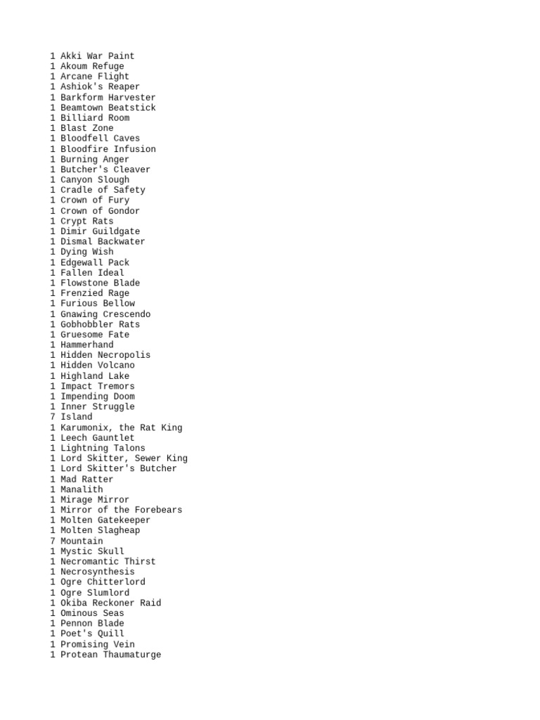 Comprehensive List of Magic Cards | PDF