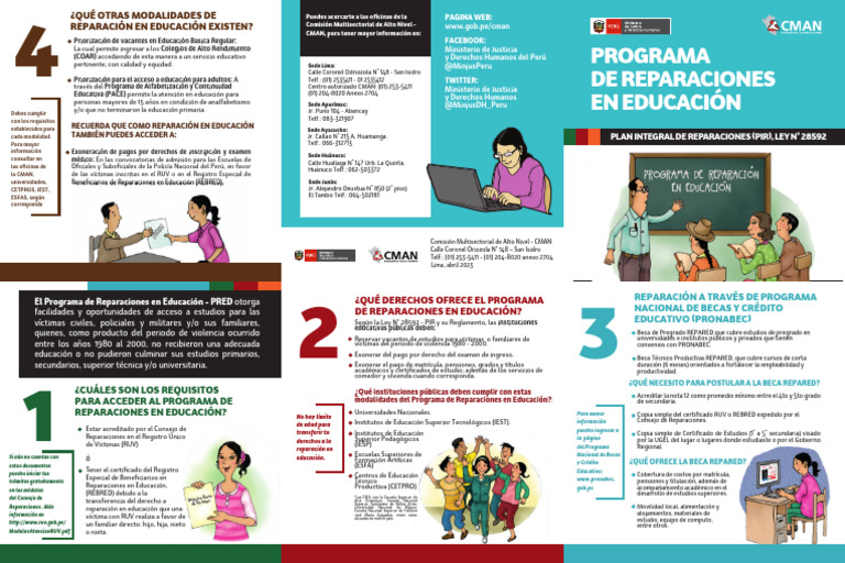 Triptico Programa Reparaciones en Educacion Actualizado | PDF | Educación Secundaria | Educación ...