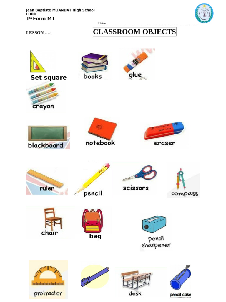 Classroom Objects | PDF