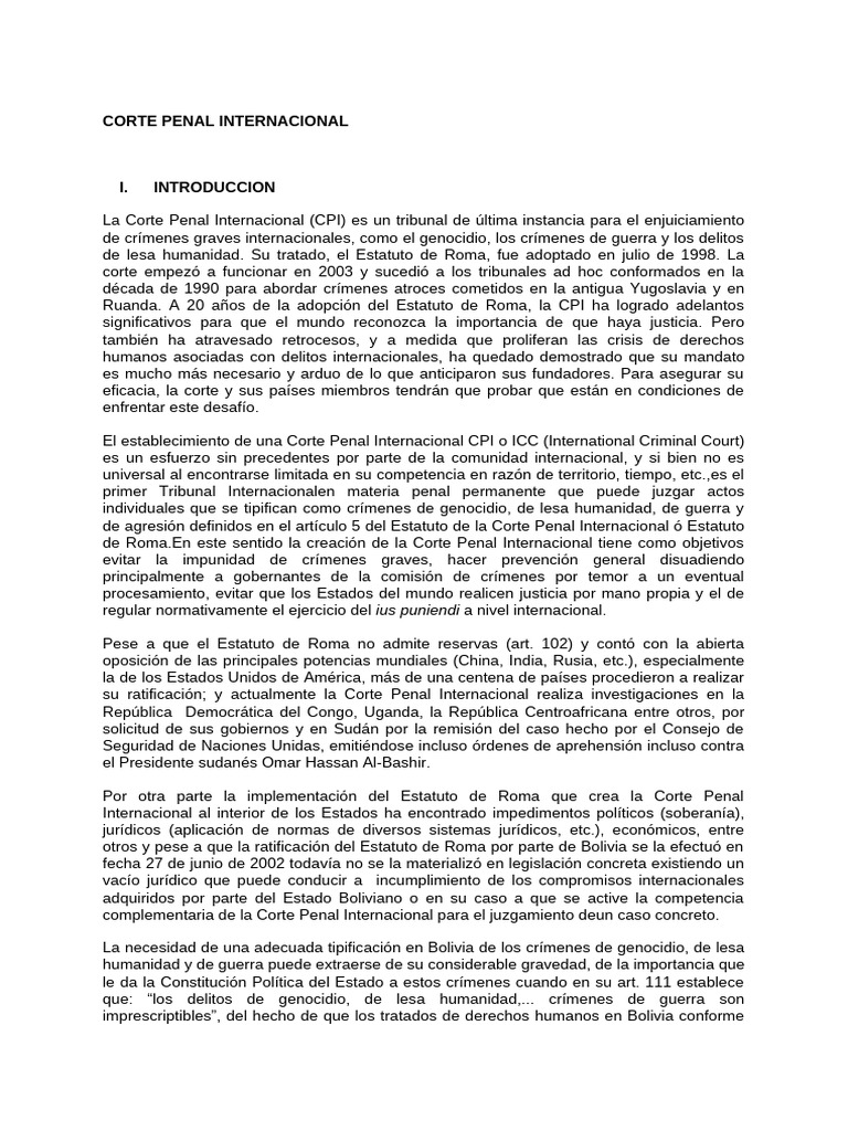 Corte Penal Internacional: Desafíos y Logros | PDF | Corte Criminal ...
