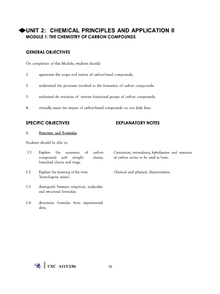 Chemistry Unit 2 Syllabus | PDF