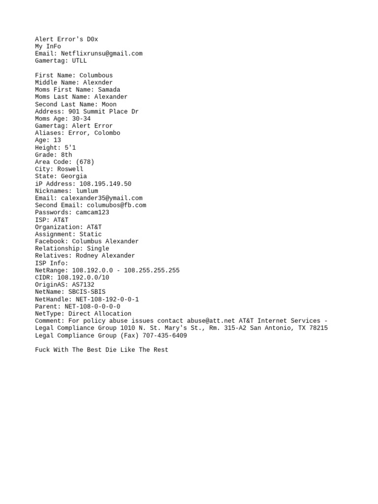 Alert Error's #Dox | PDF