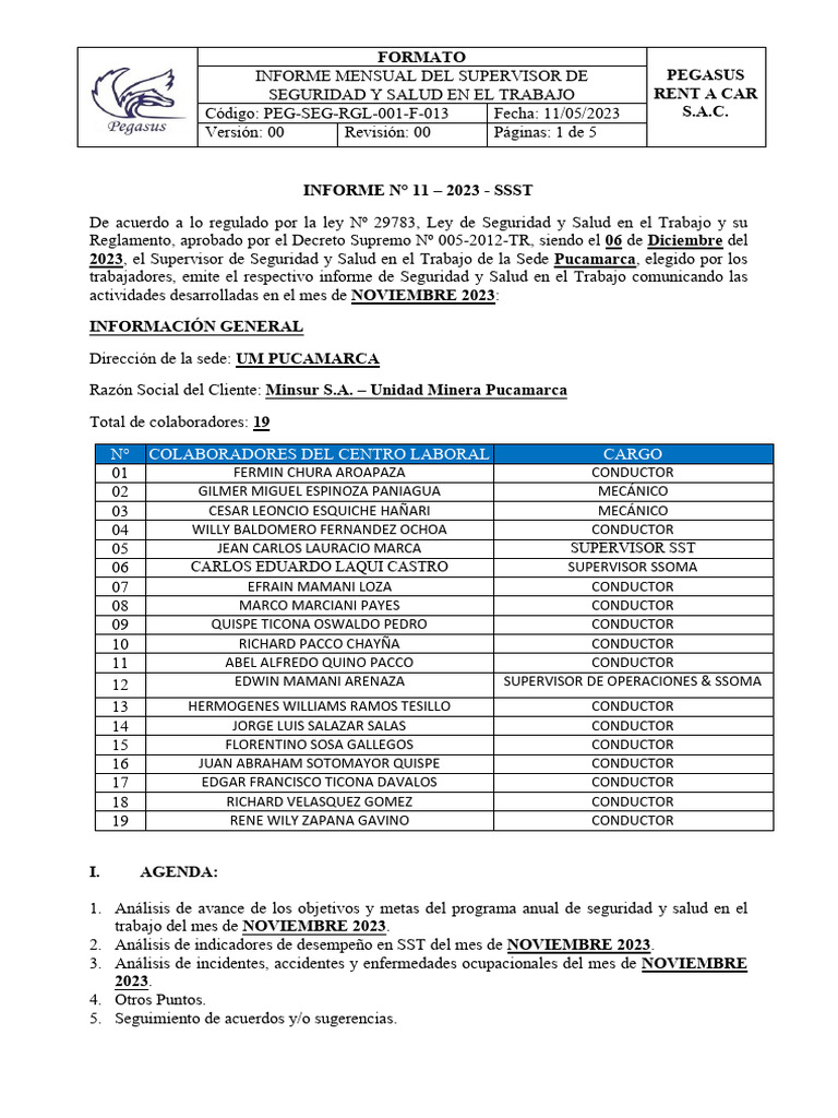 Informe CSST - Noviembre 2023 | PDF