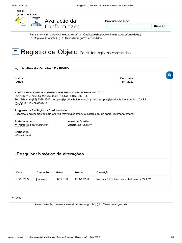 Inmetro - Livoltek GT1-2K2S1 | PDF