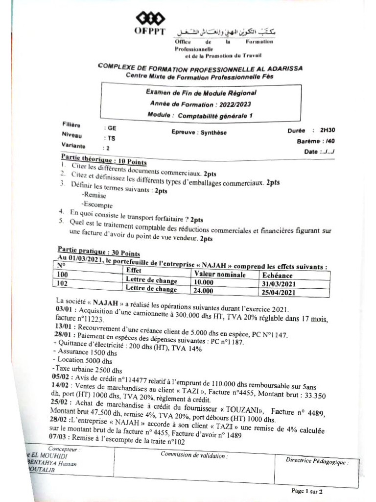 EFMR Fes GE Comptabilite 1 | PDF