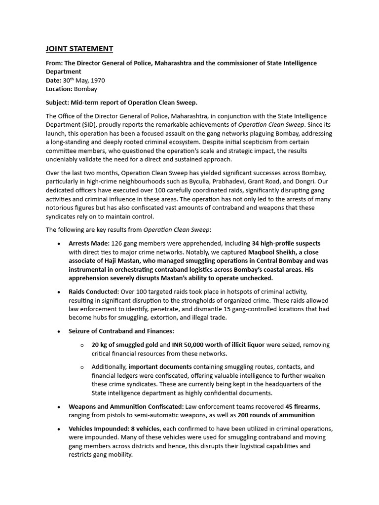 Operation Clean Sweep: Mid-Term Report | PDF | Organized Crime | Smuggling