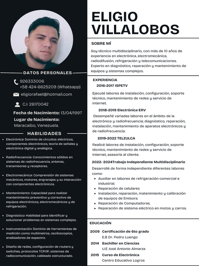 Currículum Eligio Villalobos | PDF | Electrónica | Radio