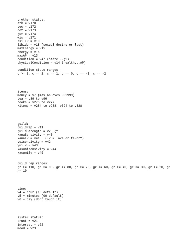 Game Variables | PDF