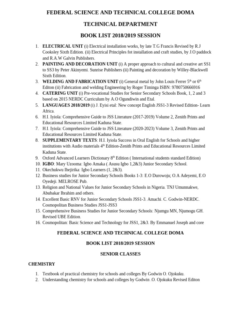 LIST of Text Books | PDF