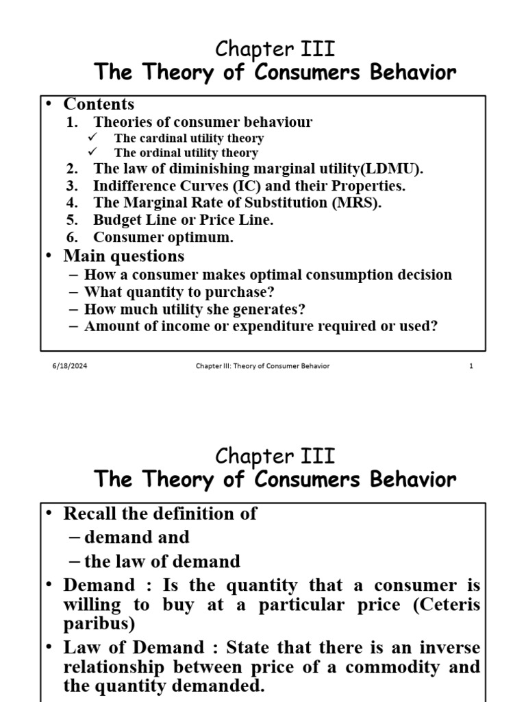 Consumer Behavior Theories Explained | PDF | Utility | Economic Theories
