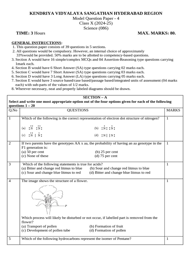 4 Model Question Paper | PDF | Cartesian Coordinate System | Chemistry