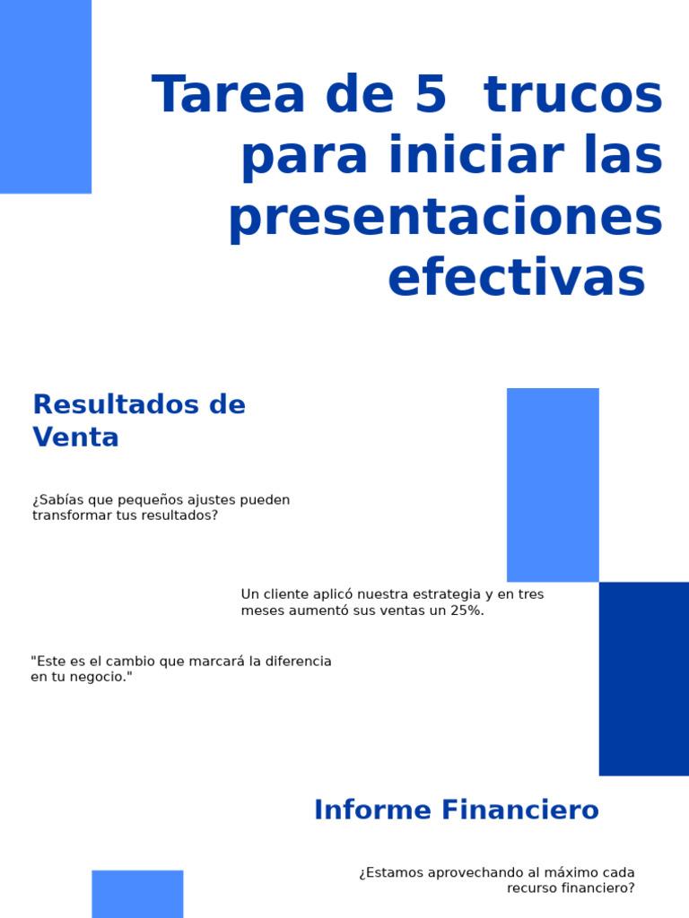Tarea de 5 Trucos para Iniciar Las Presentaciones Efectivas | PDF