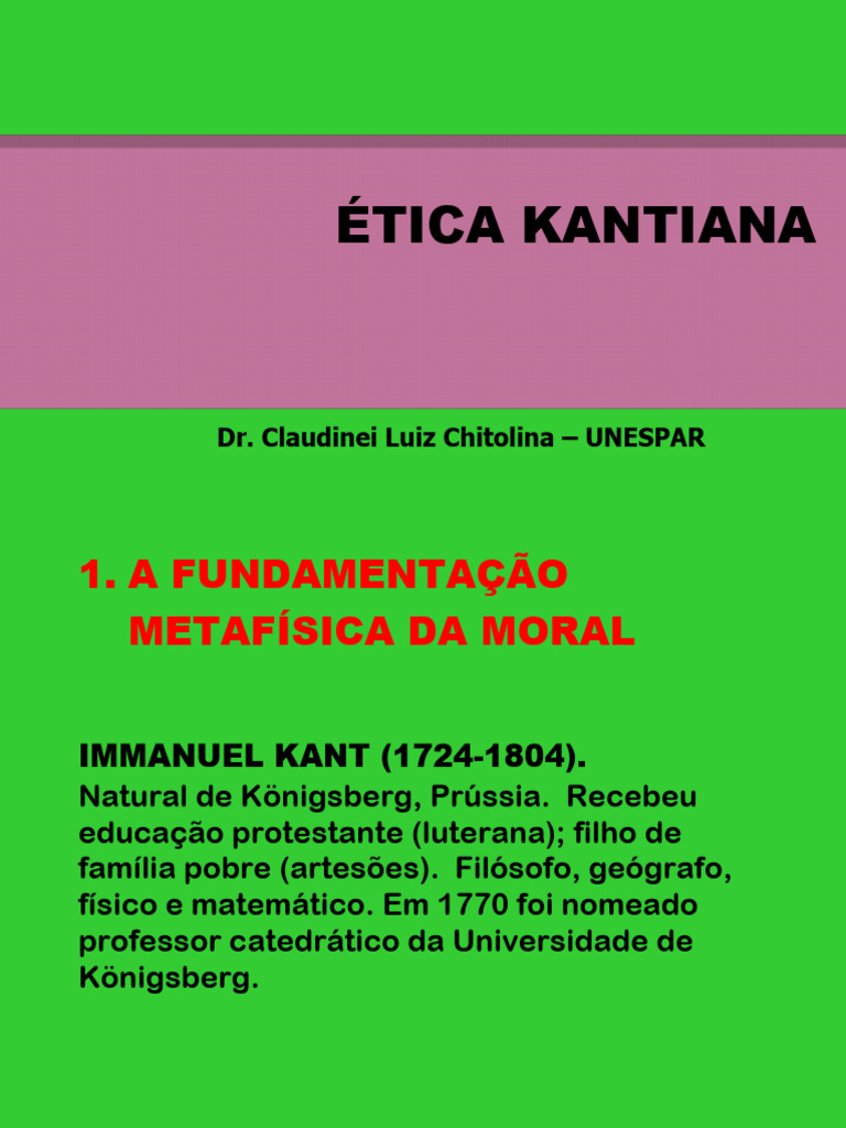 ÉTICA KANTIANA | PDF | Immanuel Kant | Moralidade