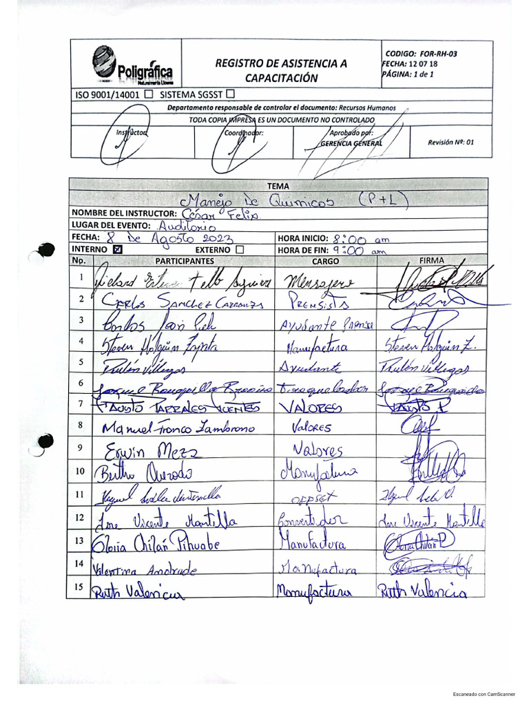 3.2.2 Cap. Exp y Manejo A Agentes Quimicos | PDF