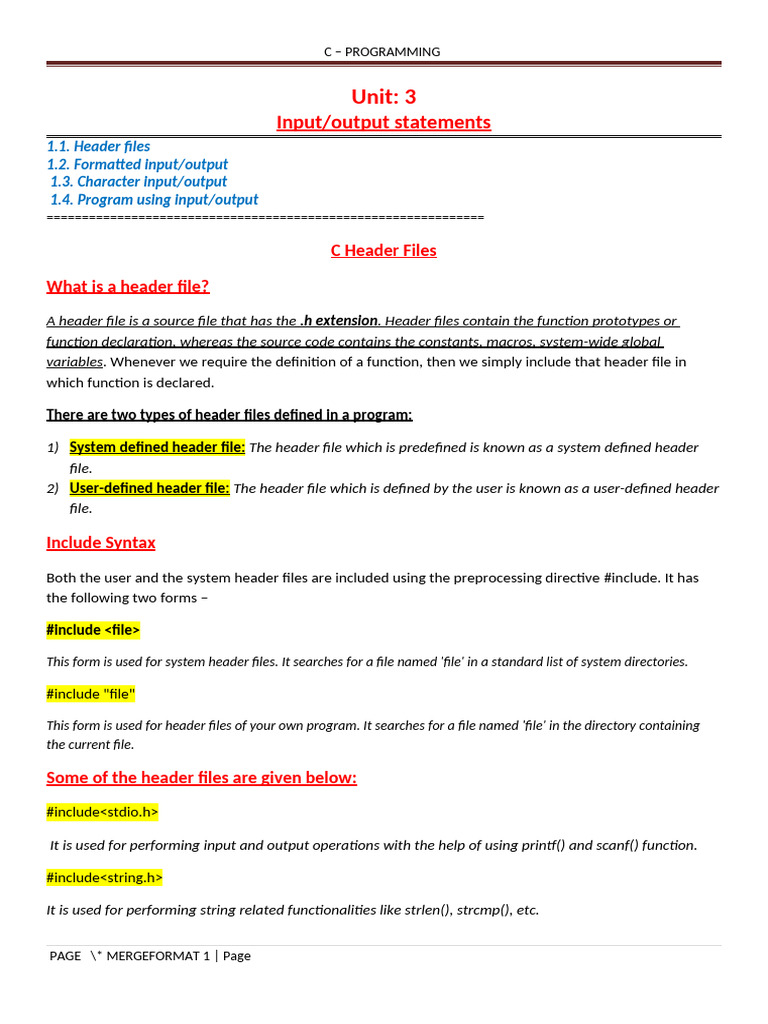 Unit 3 Input Output Statements | PDF | Parameter (Computer Programming ... Unit 3 Input Output Statements | PDF | Parameter (Computer Programming ...