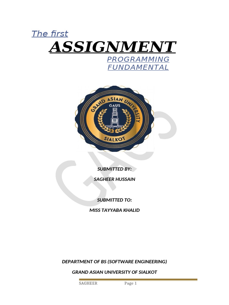 ASS1 | PDF | Computer Program | Programming