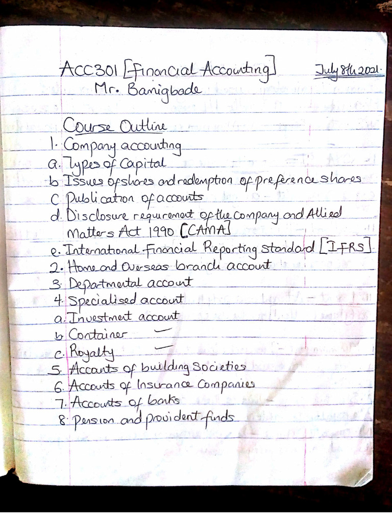 ACC 301 Class Notes | PDF