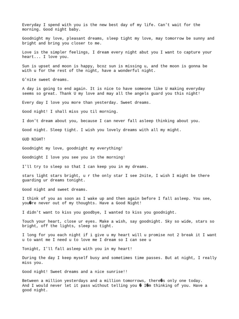 Sweet Goodnight Messages for Lovers | PDF