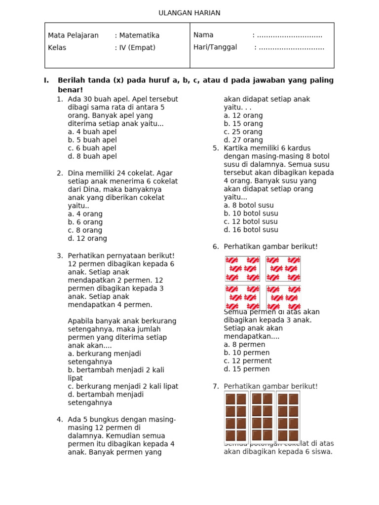PH MTK Kelas 4 | PDF