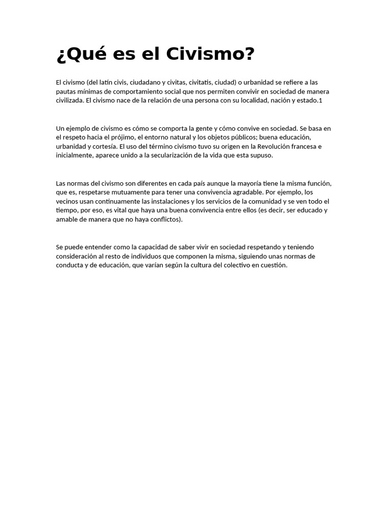 Definición y Ejemplos de Civismo | PDF