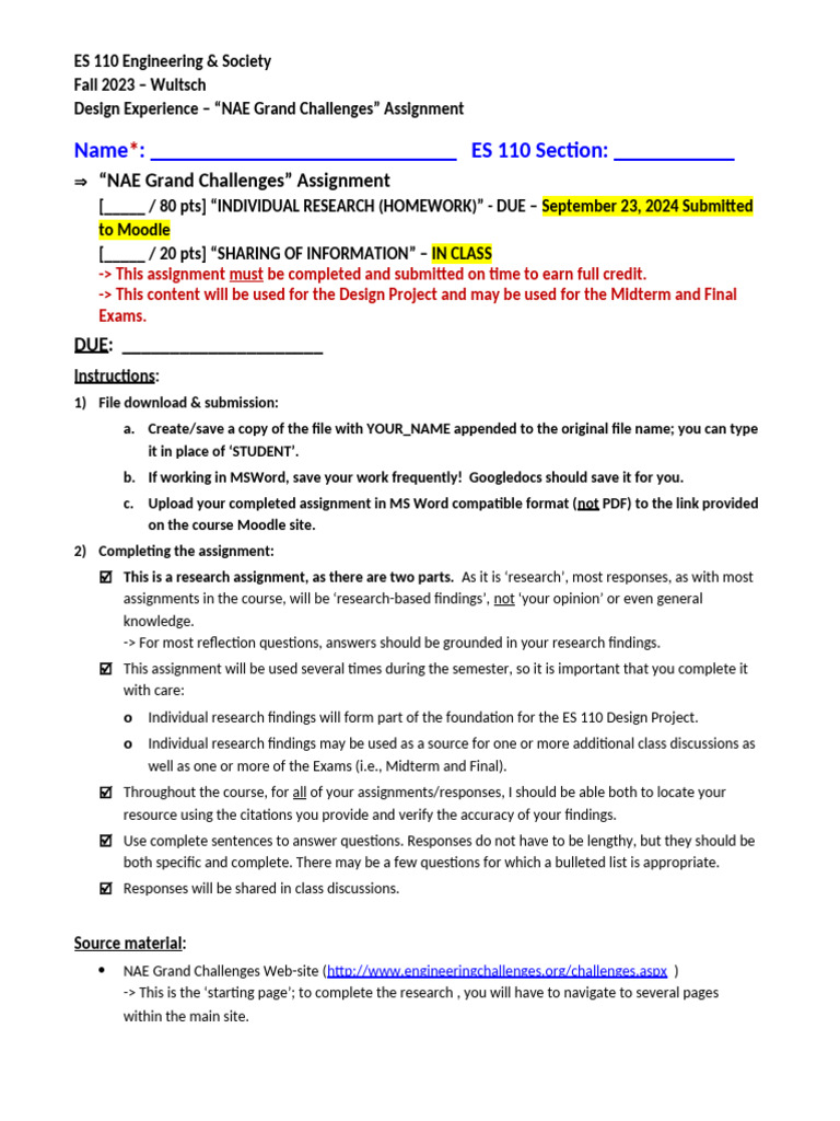 Homework 2 - NAE Grand Challenge - Fall 24 - Wultsch - FINAL | PDF ...