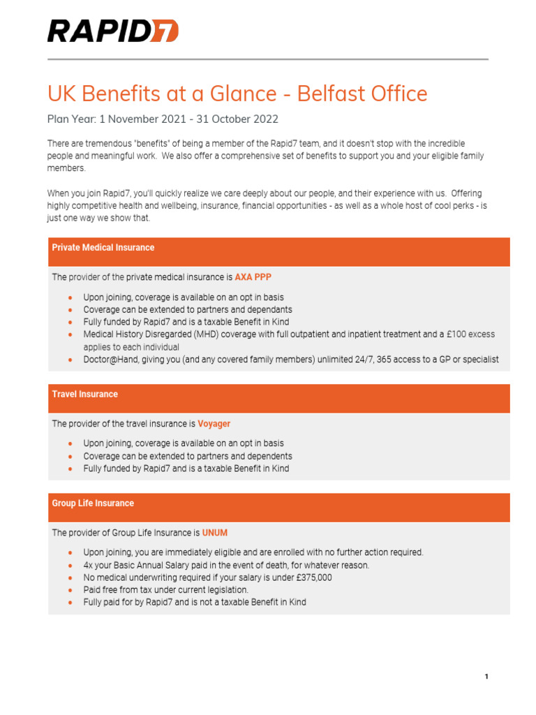 Rapid7+UK+Benefits+at+a+Glance+-+Belfast+ (2021 2022) | PDF | Employee ...