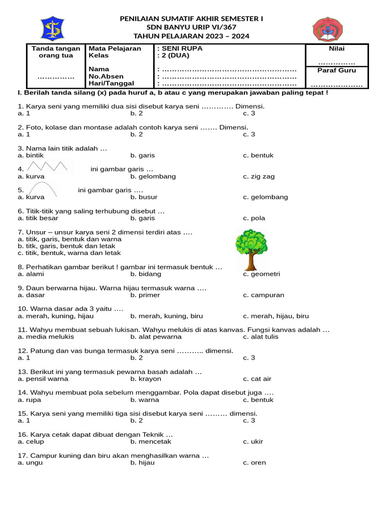 Seni Rupa Kelas 2 Sas 1 | PDF
