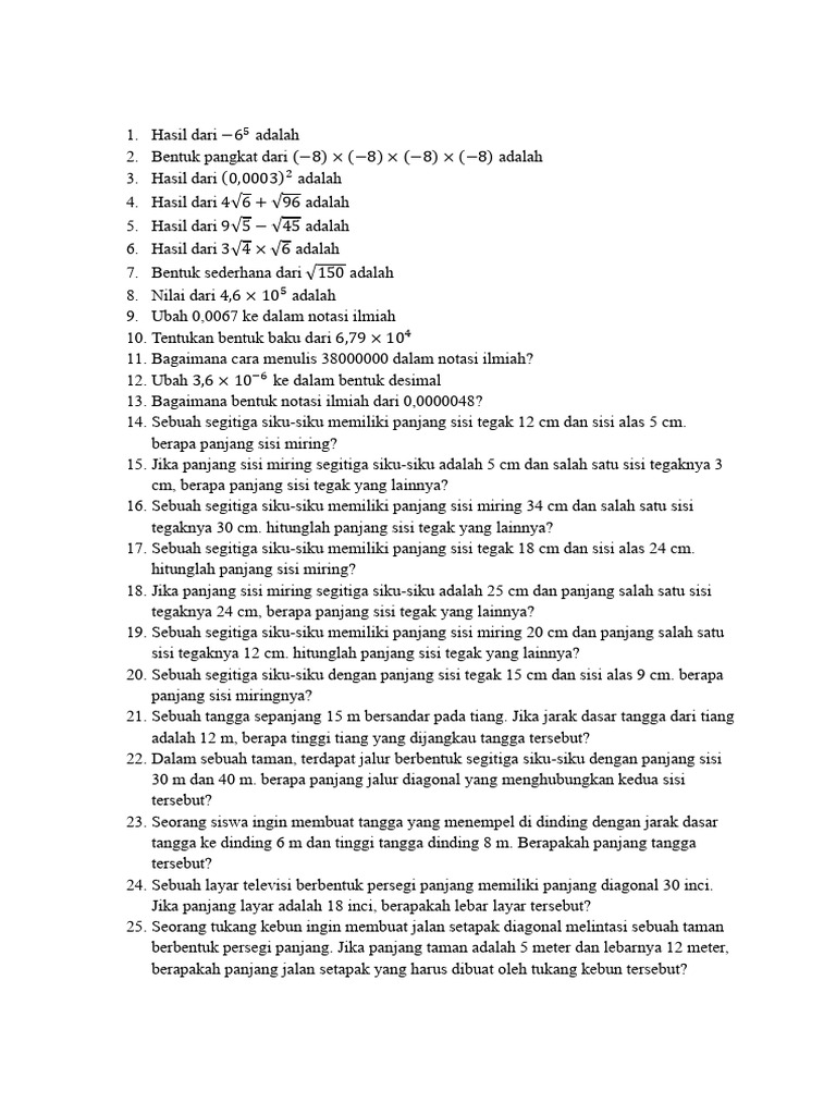 Latihan Soal Sebelum ASTS | PDF