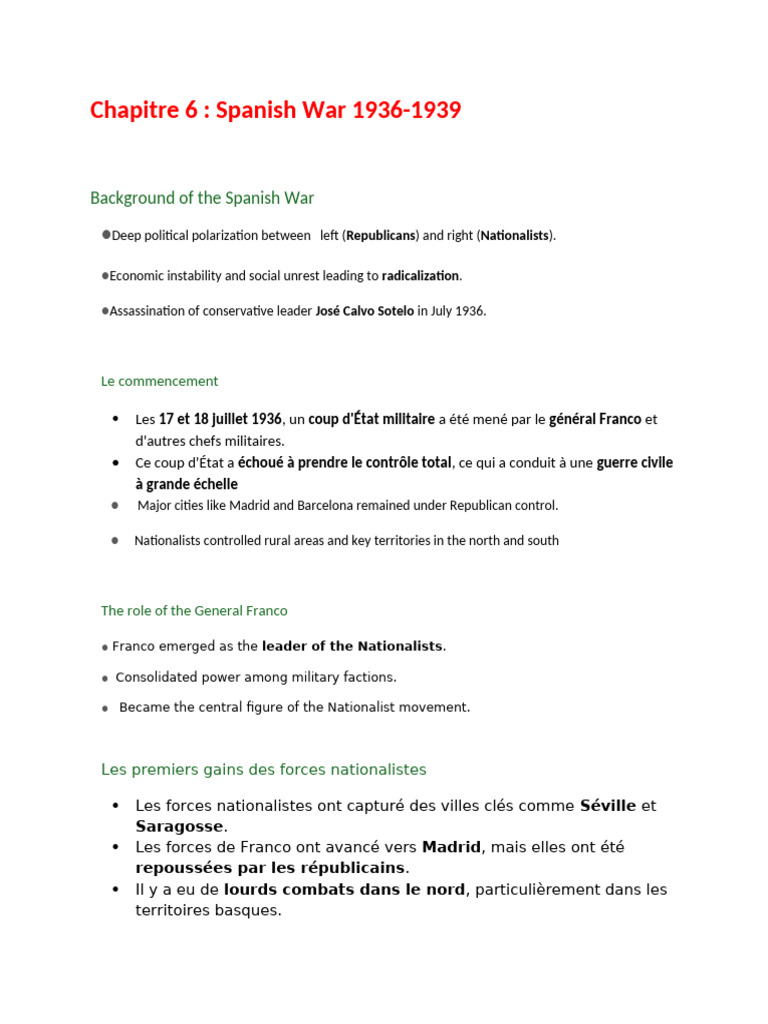 Chapitre 6 Spanish War 1936-1939 | PDF | Spanish Civil War | Francisco ...