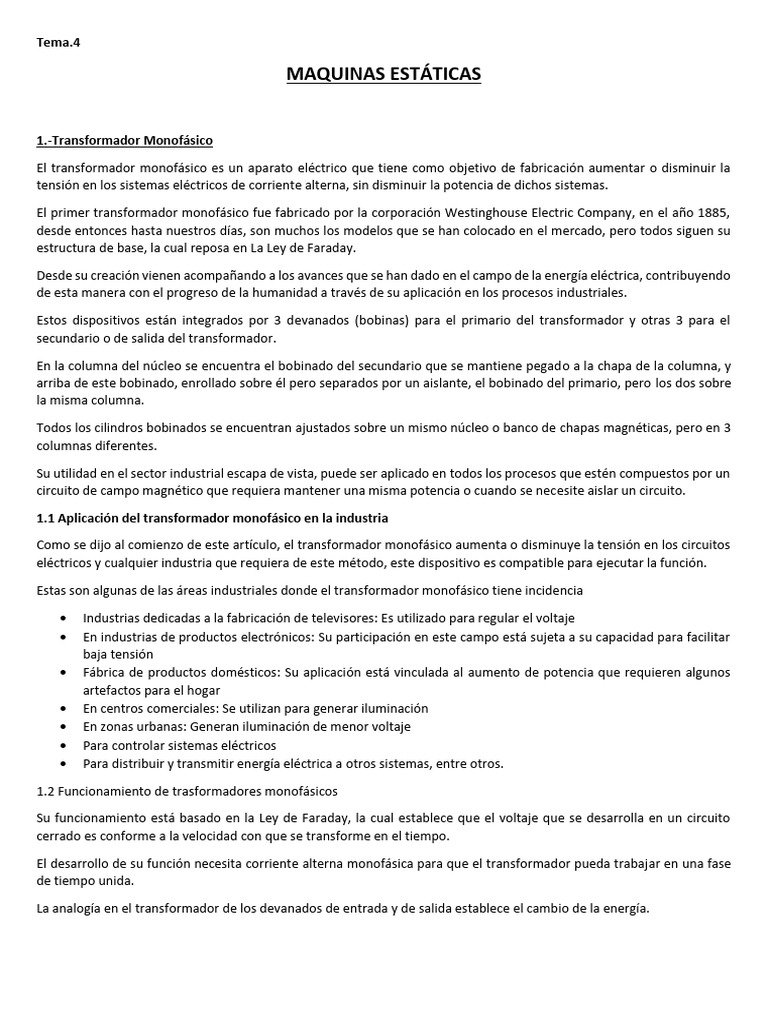 Maquinas Estáticas | PDF | Transformador | Ciencia de los Materiales