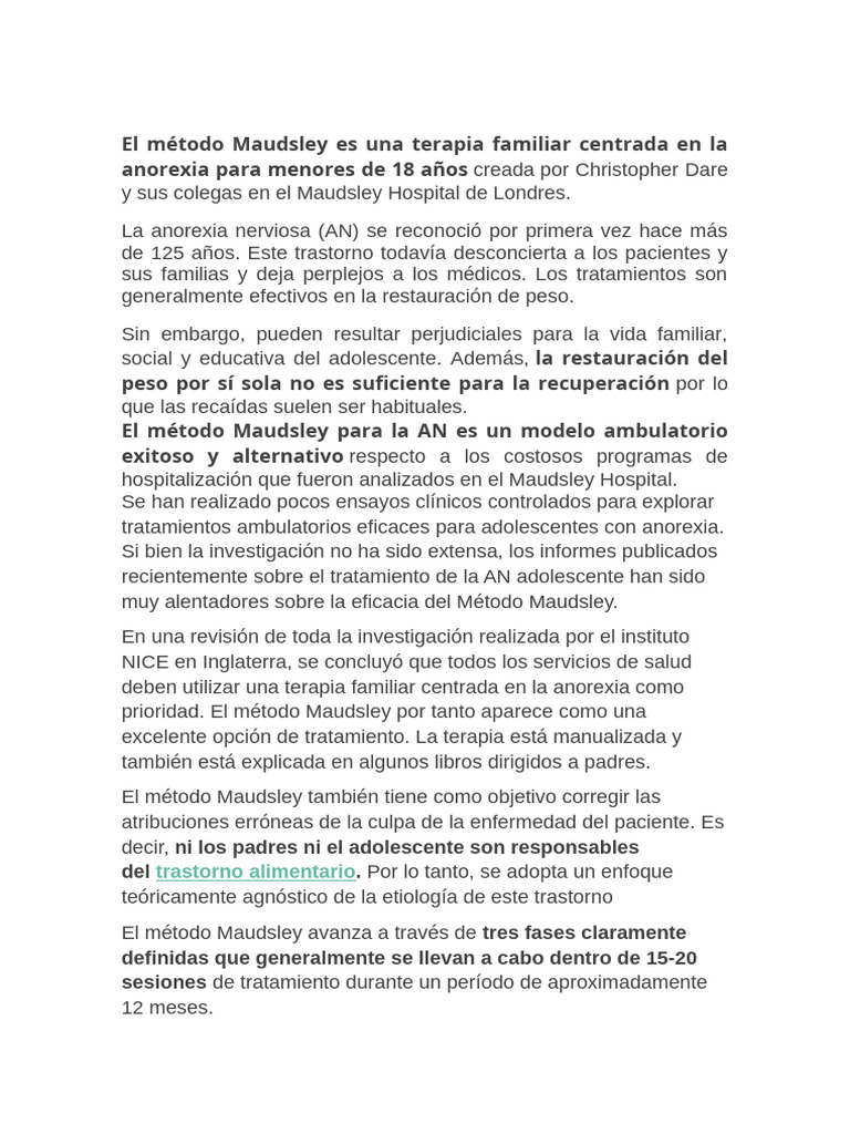 Maudsley | PDF | Anorexia nerviosa | Trastorno mental