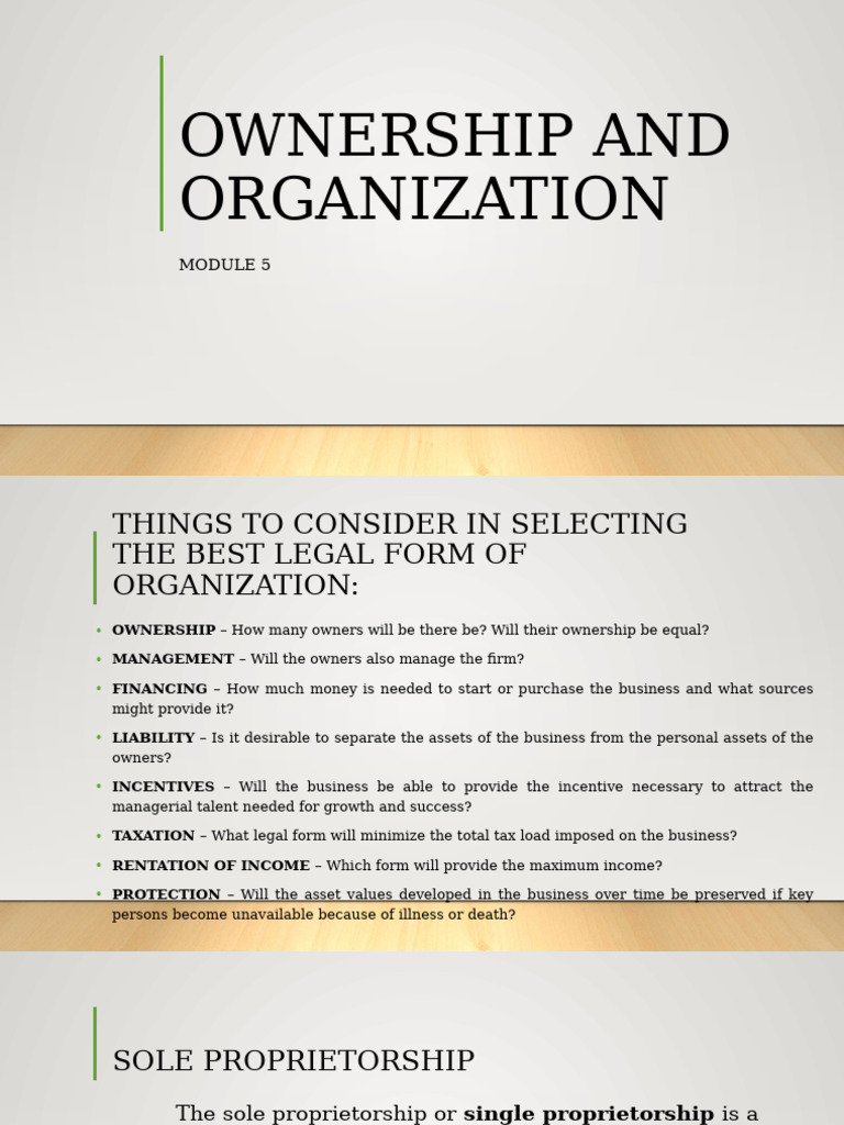 Ownership and Organization | PDF | Partnership | Corporations