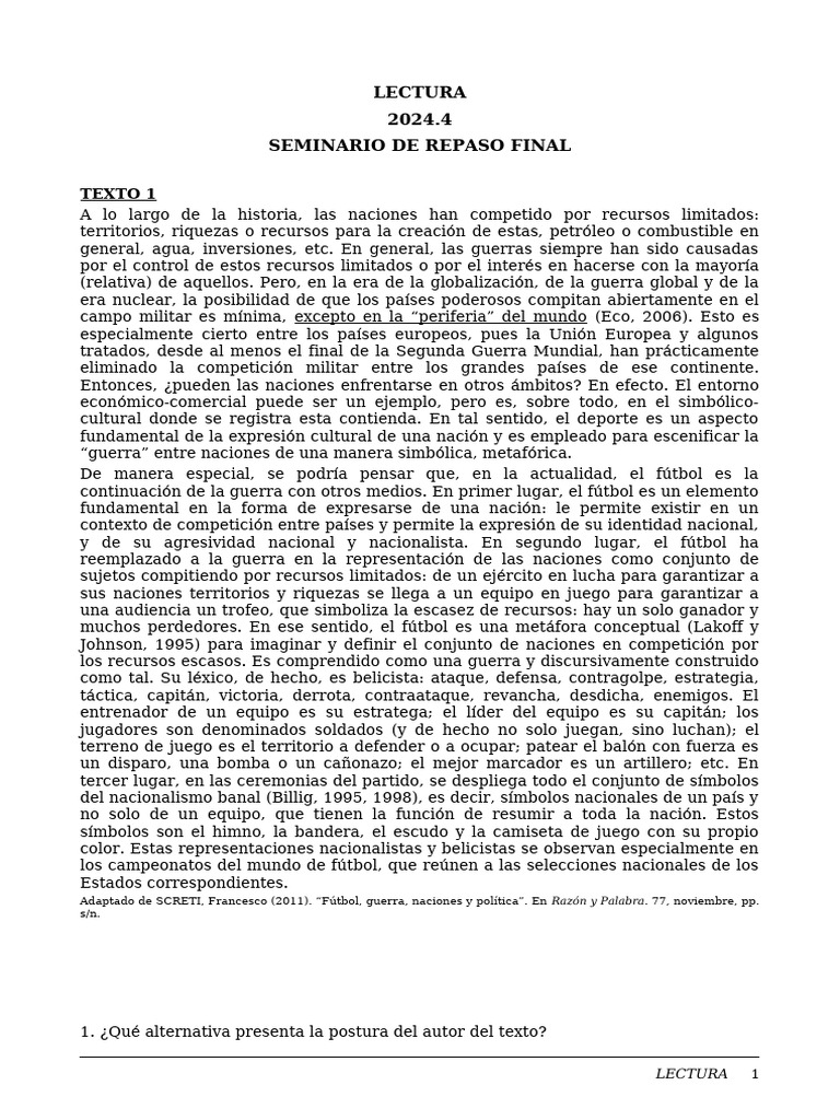 Sem6. Seminario de Repaso Final 2024.4 | PDF | Nación | Comunicación