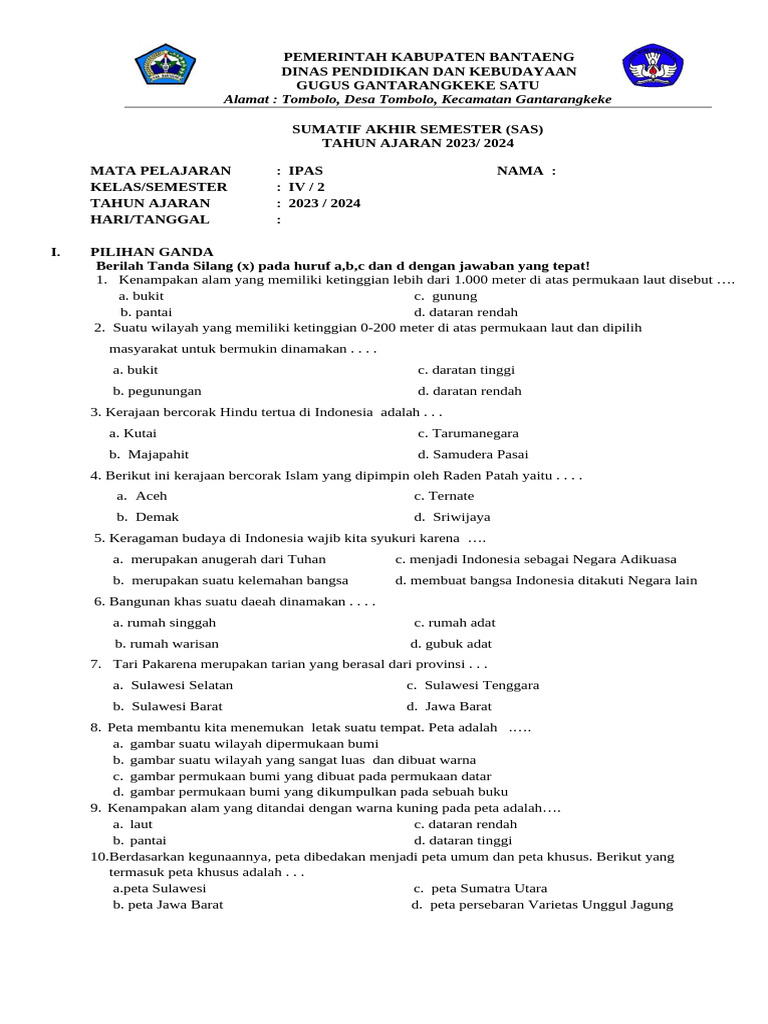 Soal Sat Ipas2 2024 | PDF