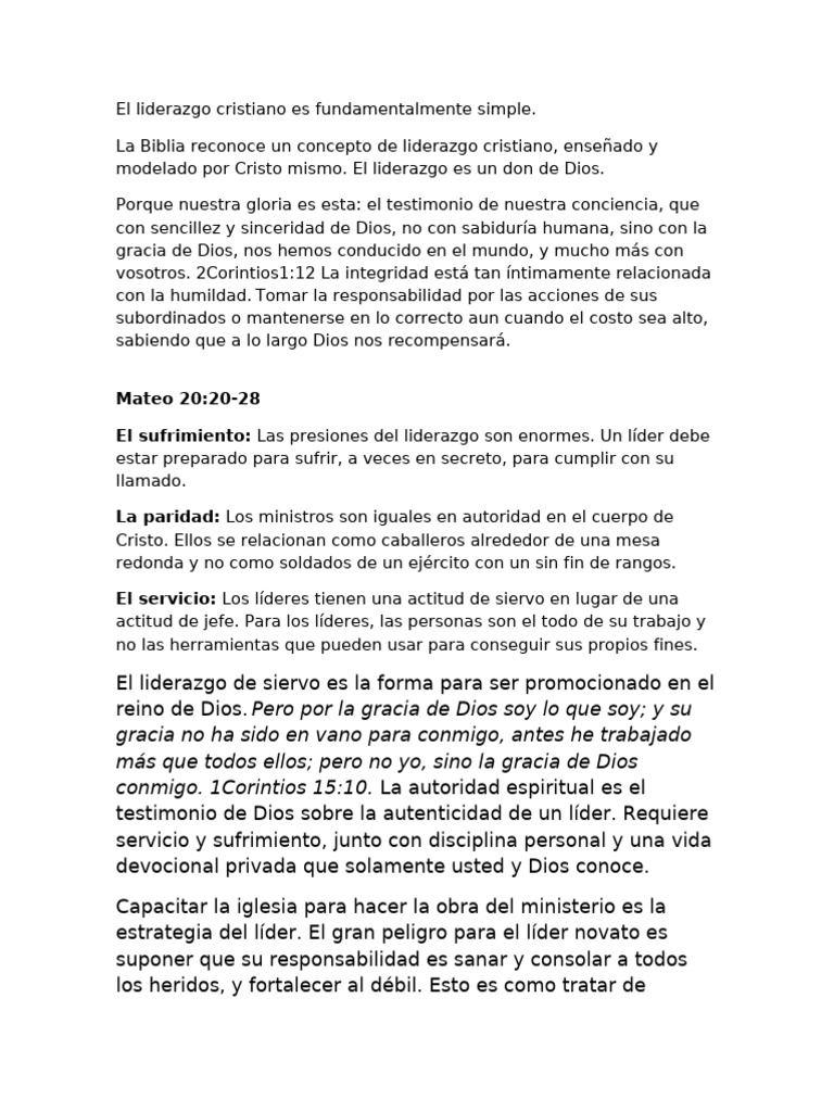El Liderazgo Cristiano Es Fundamentalmente Simple | PDF | Liderazgo ...