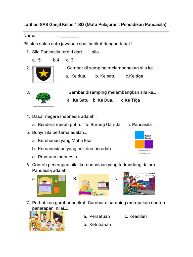 SAS Kelas 1 Ganjil Pend Pancasila | PDF