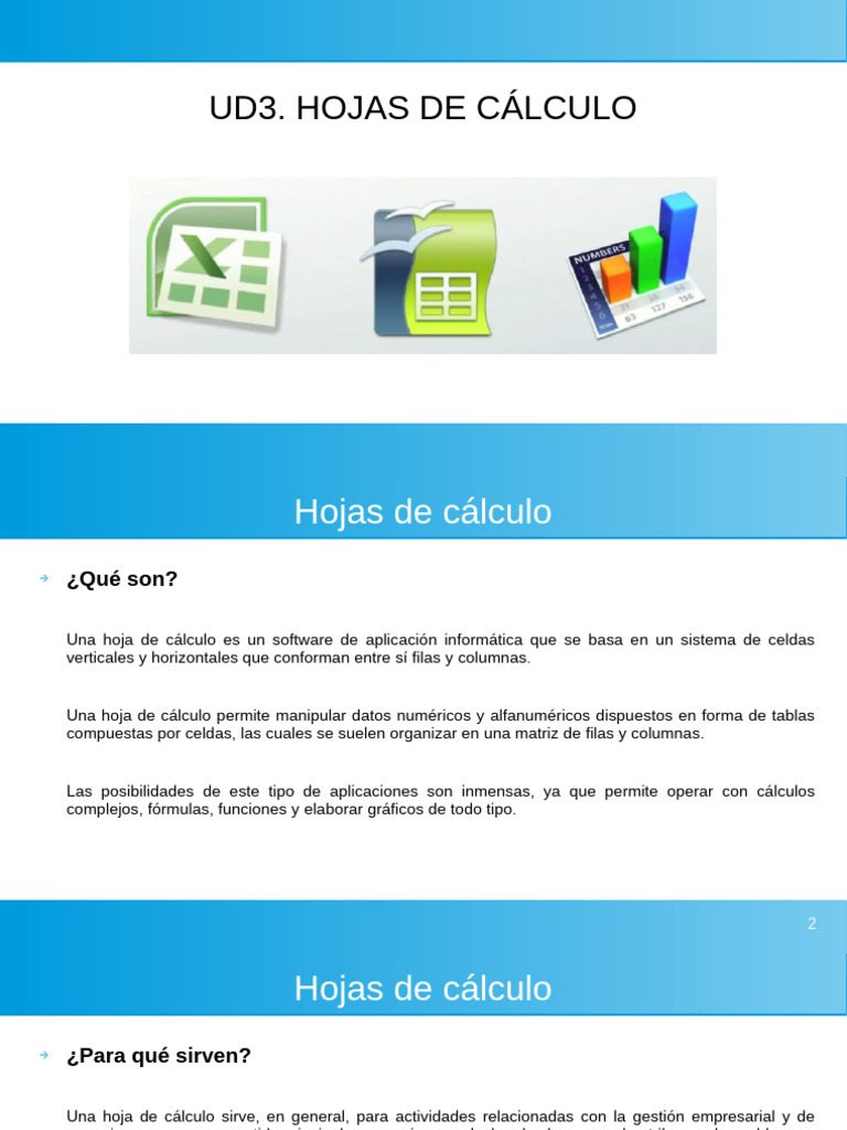 Presentación UD3 | PDF | Hoja de cálculo | Microsoft Excel