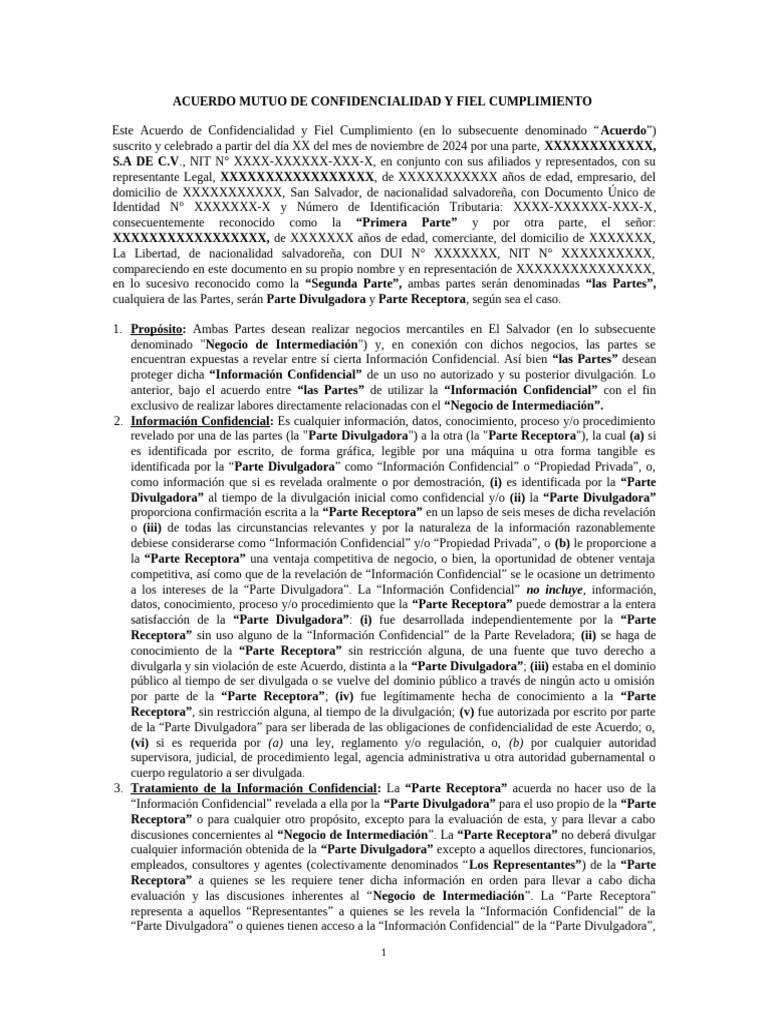 Modelo de Nda-Nca Nov 2024 | PDF | Acuerdo de no divulgación