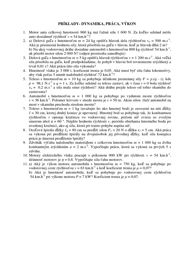Priklady Dynamika | PDF