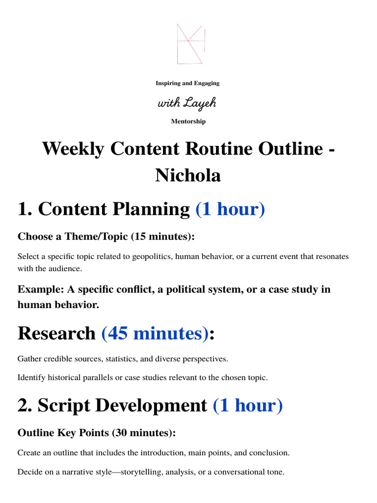 Weekly Content Routine Outline | PDF | Human Communication