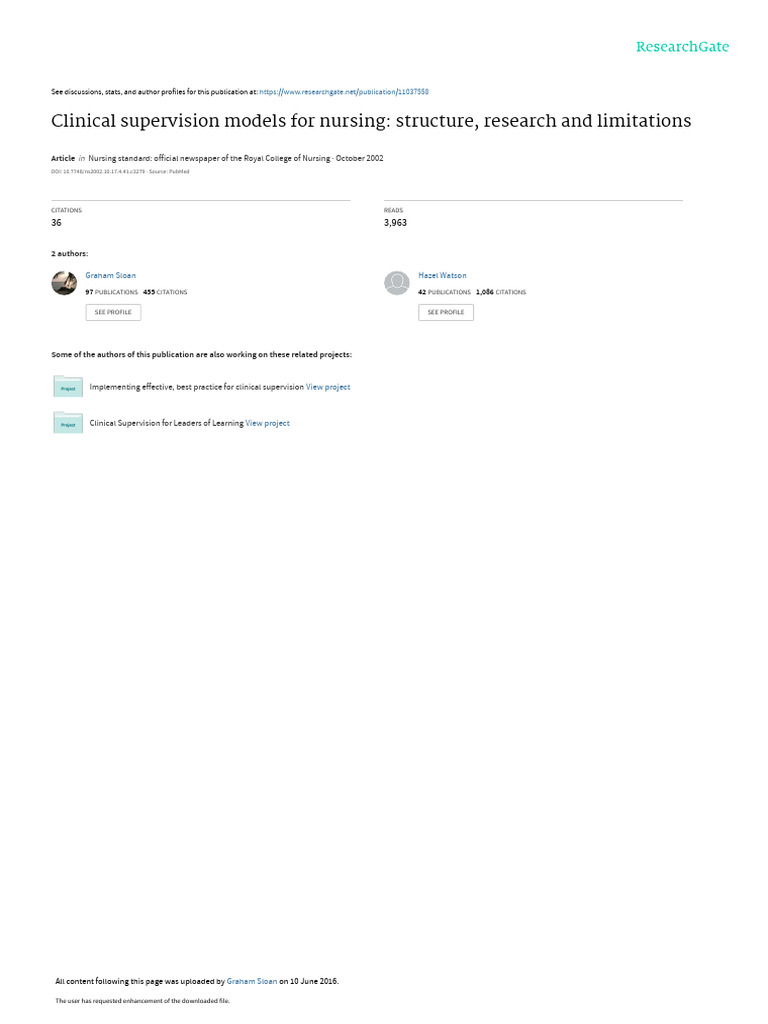 Clinical Supervision Models For Nursing: Structure, Research and ...