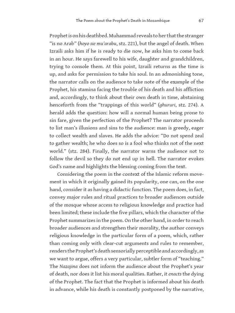 The Poem About The Prophets Death in Moz024 | PDF