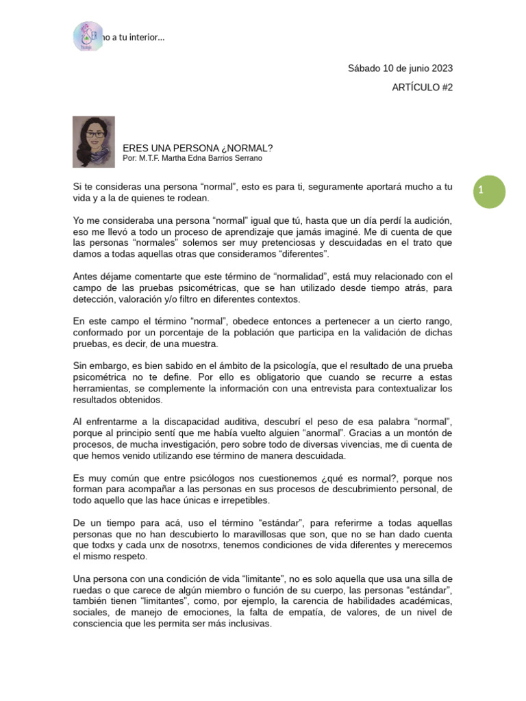 Reflexiones sobre la "normalidad" humana | PDF | Sicología