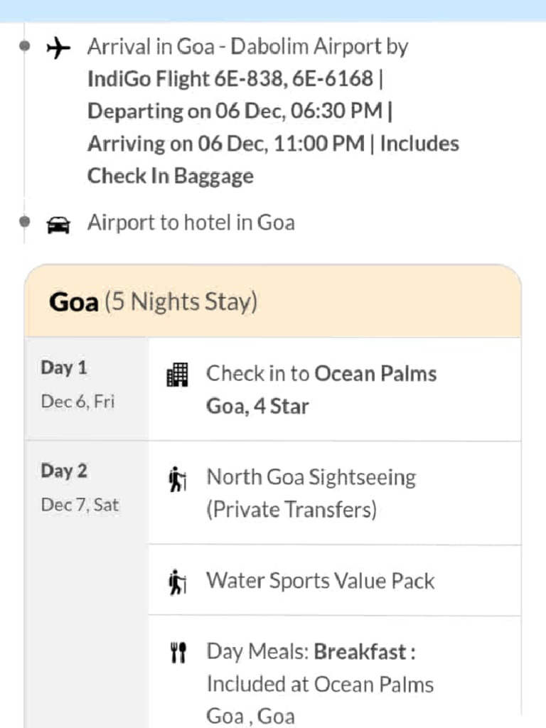 Goa Itinerary: 6-Day Trip Plan | PDF
