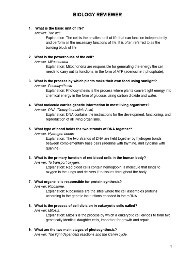 BIO-Reviewer | PDF | Cell (Biology) | Biology