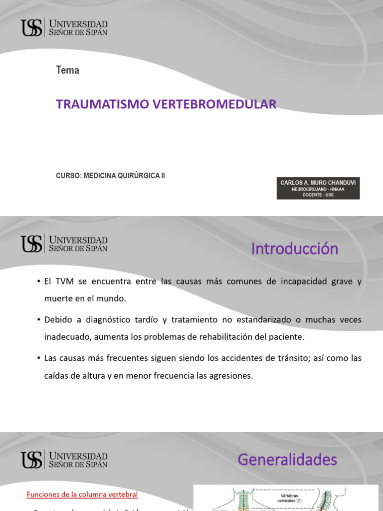 Trauma Vertebromedular | PDF | La columna vertebral | Médula espinal