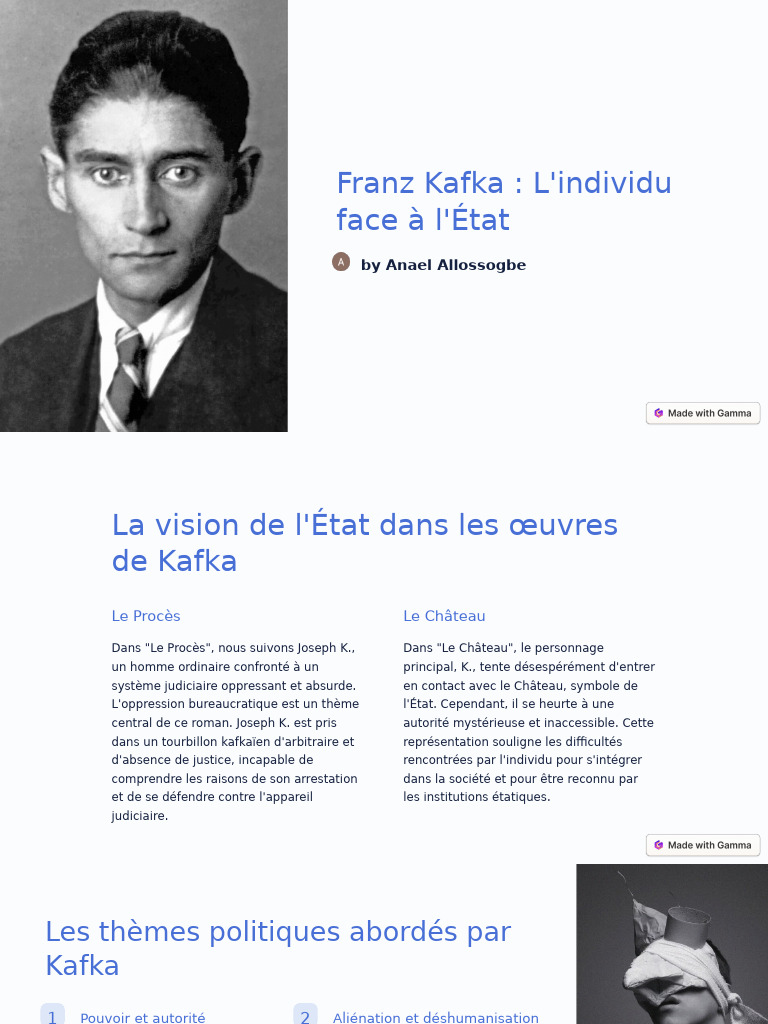 Kafka : L'individu face à l'État | PDF | Le Procès | État